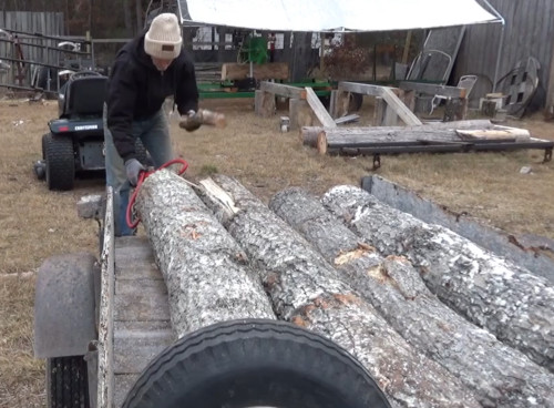 Skidding Logs With A Lawn Mower For The Sawmill - The Do It Yourself ...